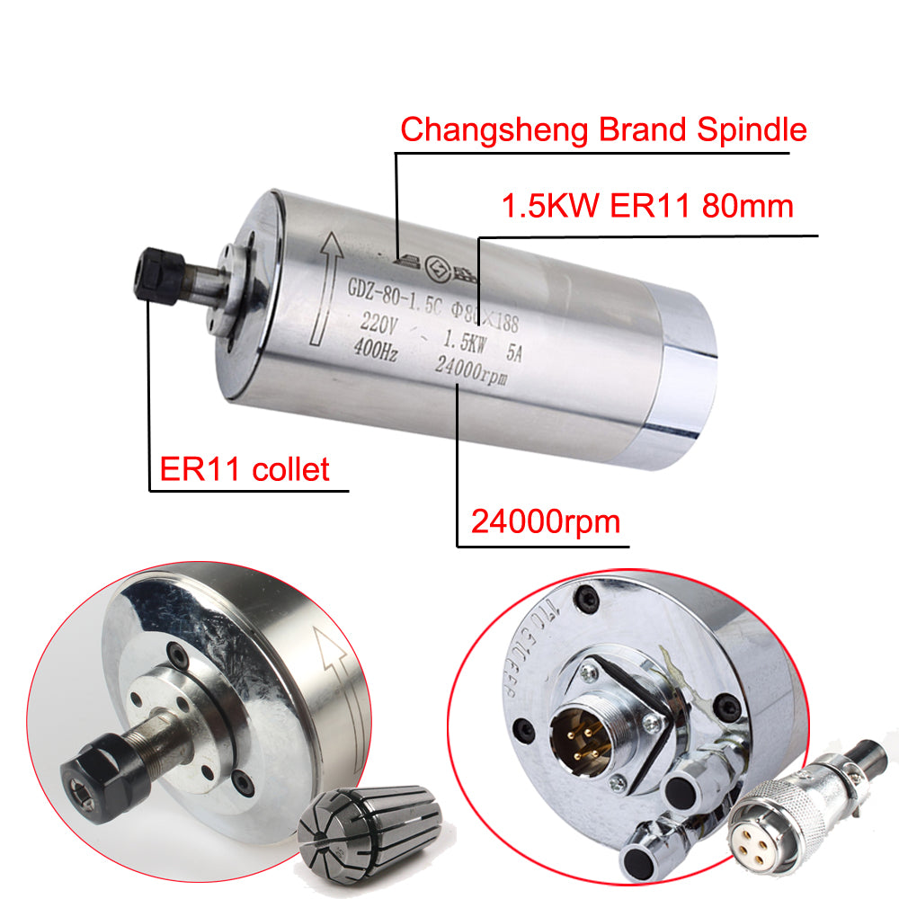 1.5KW Spindle Motor Water Cooled 80mm ER11 220V 1500W CNC Spindle for ...
